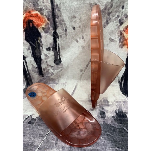 Coach | Shoes | Coach Ulyssa Slides Womens B Pink Spell Out Logo Rubber ...